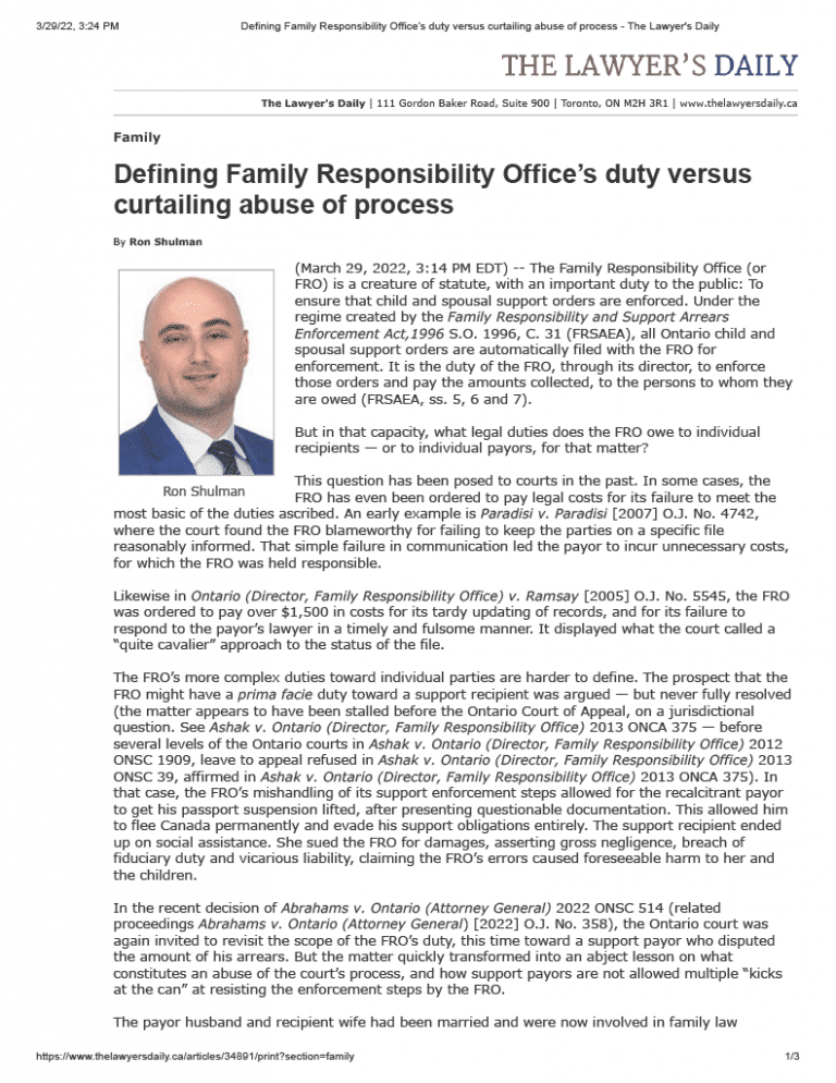 Defining Family Responsibility Office’s duty versus curtailing abuse of ...